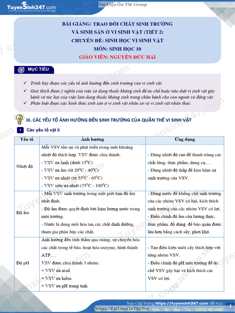 Trao Doi Chat Sinh Truong Va Sinh San o VI Sinh Vat Tiet 2 1678350378 | PDF