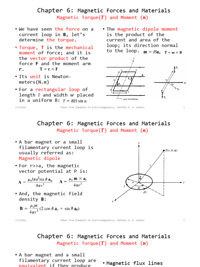 Lec-15 Torque and Magnetic Dipoles | PDF | Magnetization | Magnetic Field