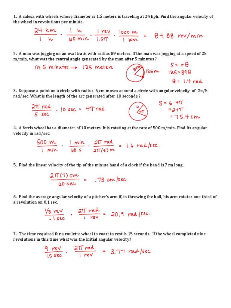 Angular and Linear Velocity Problems | PDF