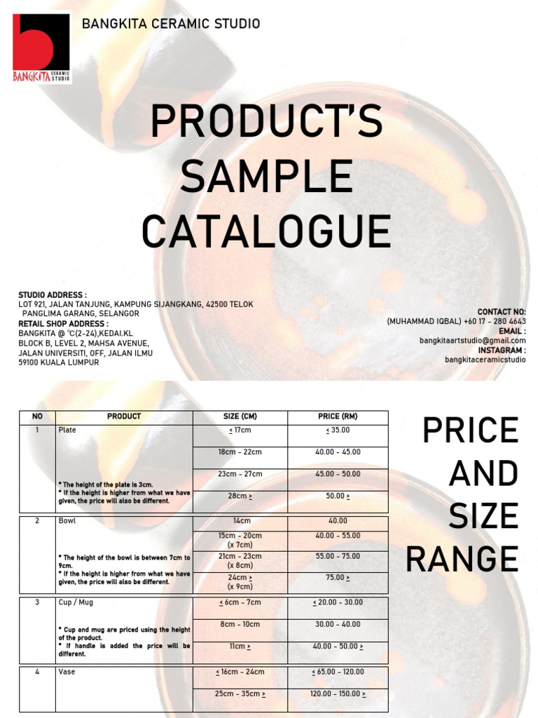 Catalogue Bangkita Ceramic Studio | PDF | Color | Artistic Techniques