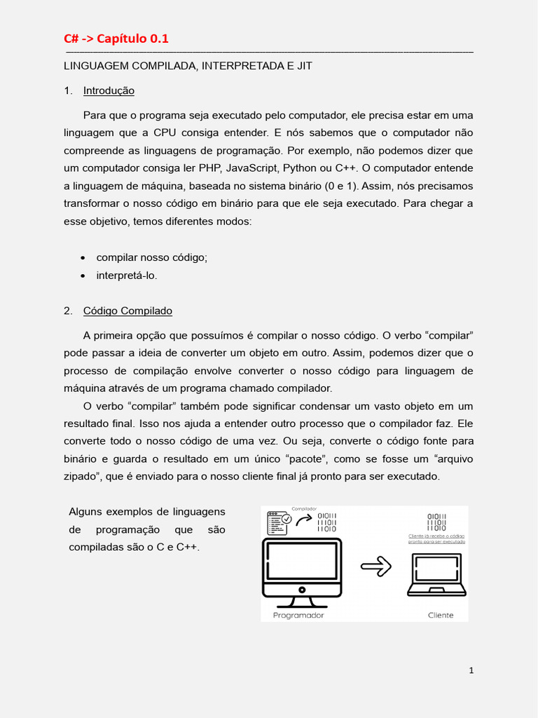 Capítulo 0.1 - C# - Linguagem Compilada, Interpretada e JIT | PDF ...