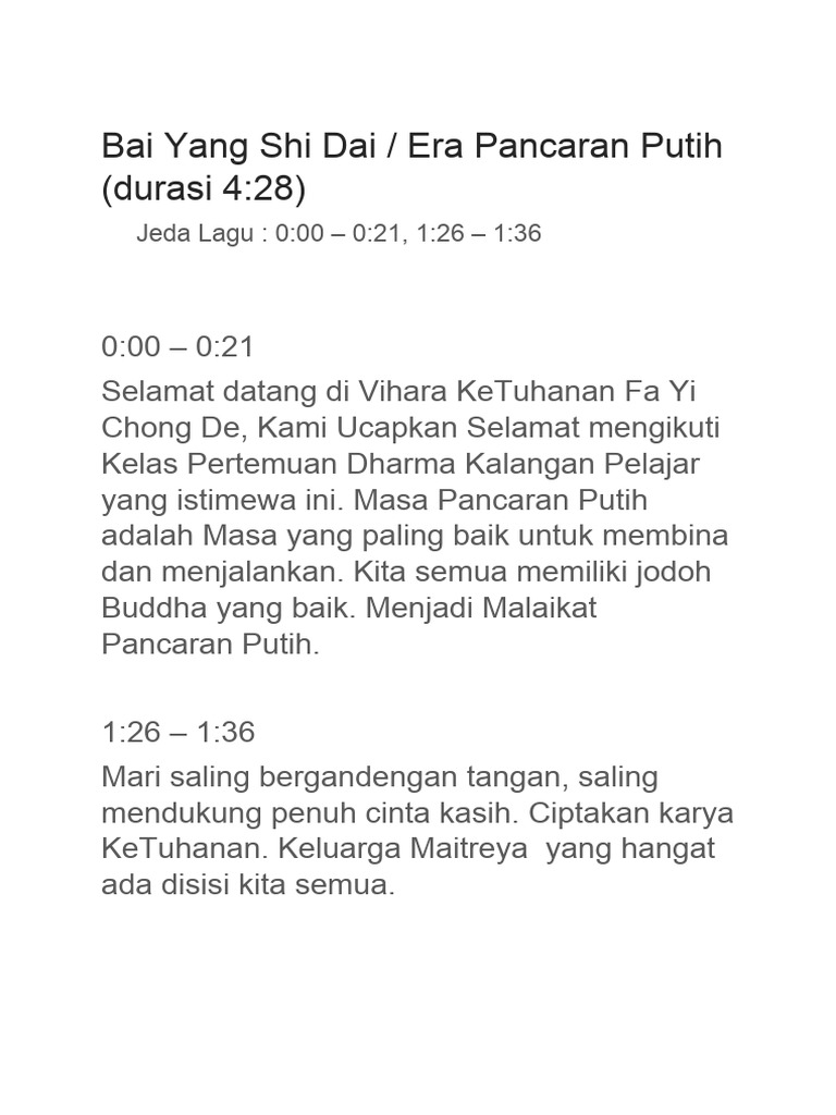 Bai Yang Shi Dai Era Pancaran Putih | PDF