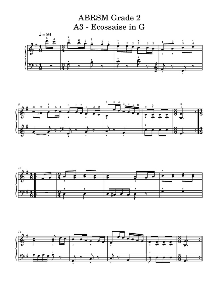 ABRSM Grade 2 - A3 - Ecossaise in G | PDF