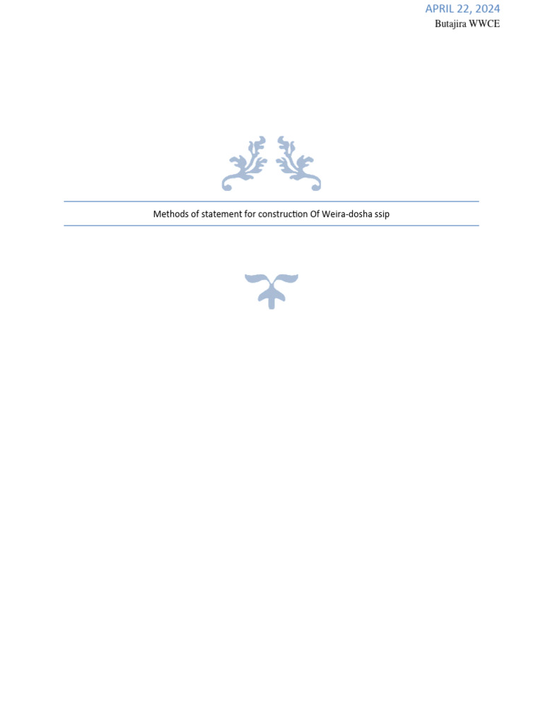 Weira-Dosha SSIP Irrigation Project Method Statement | PDF | Concrete ...