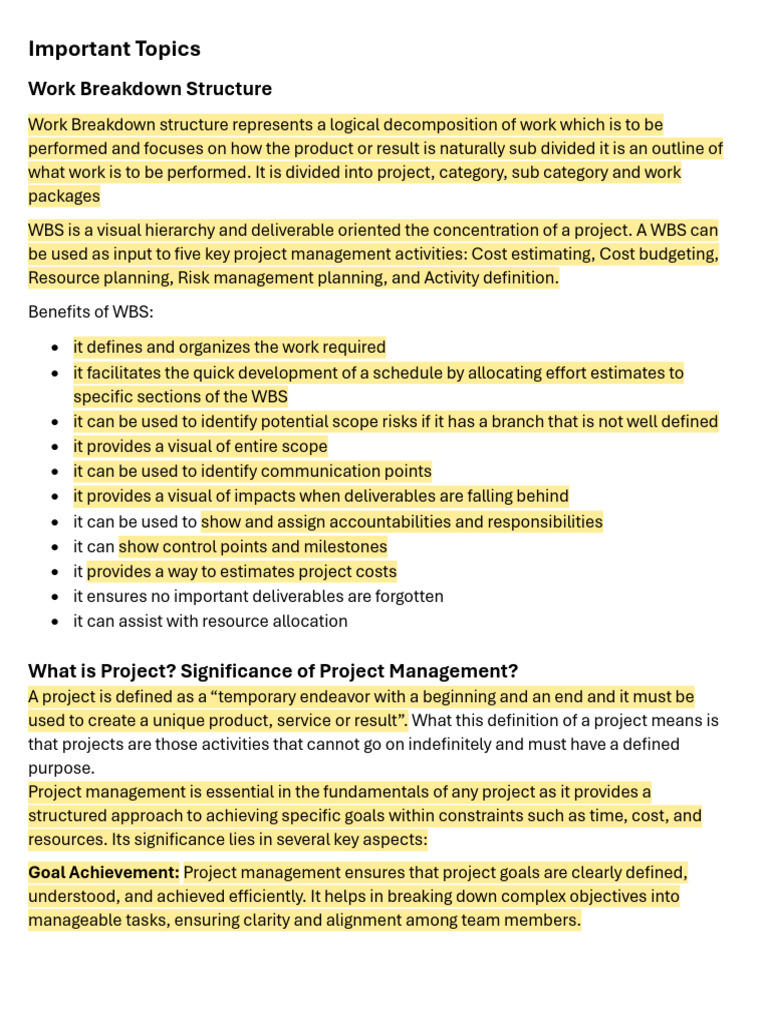 Important Topic | PDF | Project Management | Business