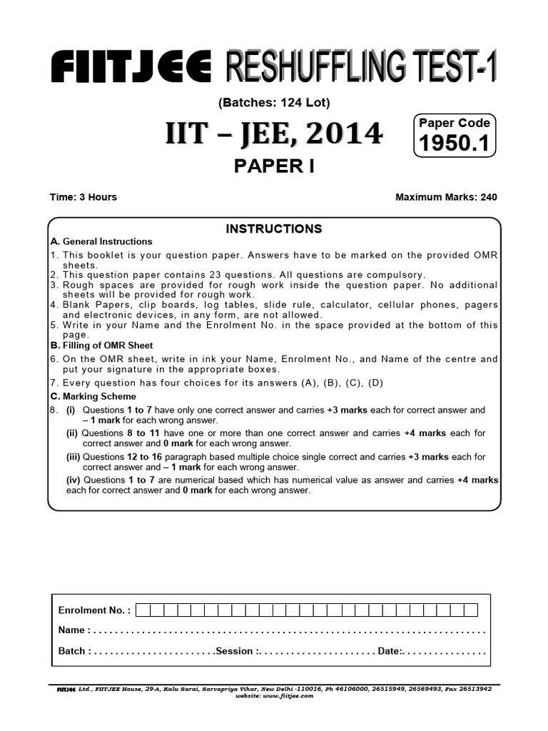 Reshuffle Test-1-Paper-1 - A | PDF | Sound | Force