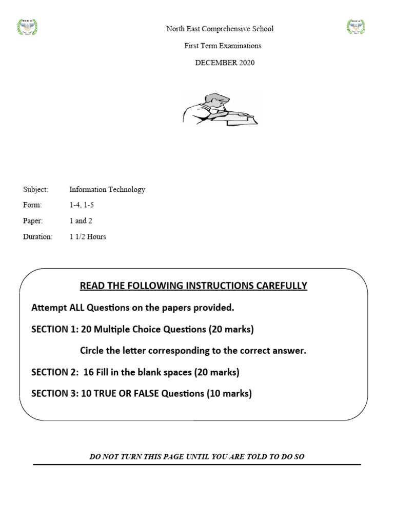 Form 1 First Term Examination 2020 A | PDF | Password | Internet