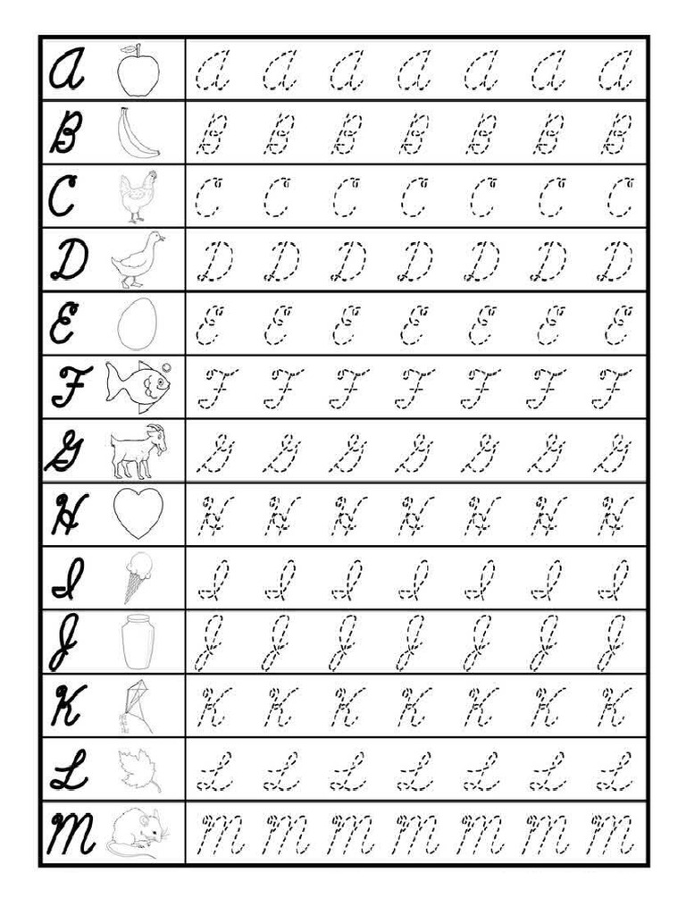 Abecedario Cursiva Mayuscula Minuscula para Practicar - Compress | PDF