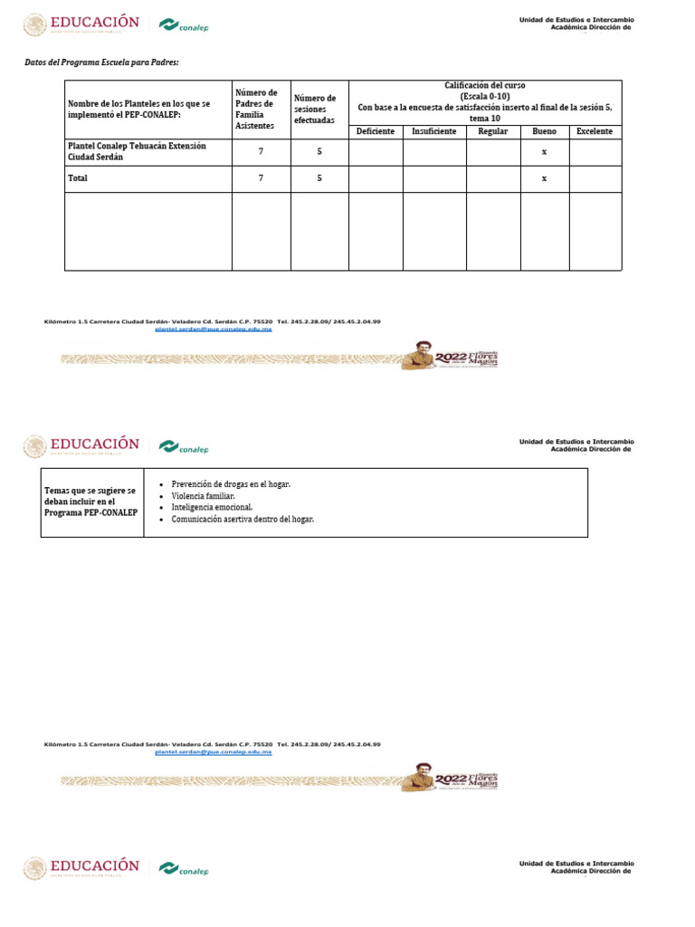 Reporte Escuela para Padres Final Diciembre | PDF