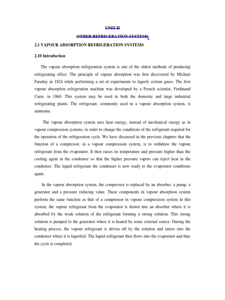 Vapour Absorption System Notes | PDF | Heat Exchanger | Refrigeration