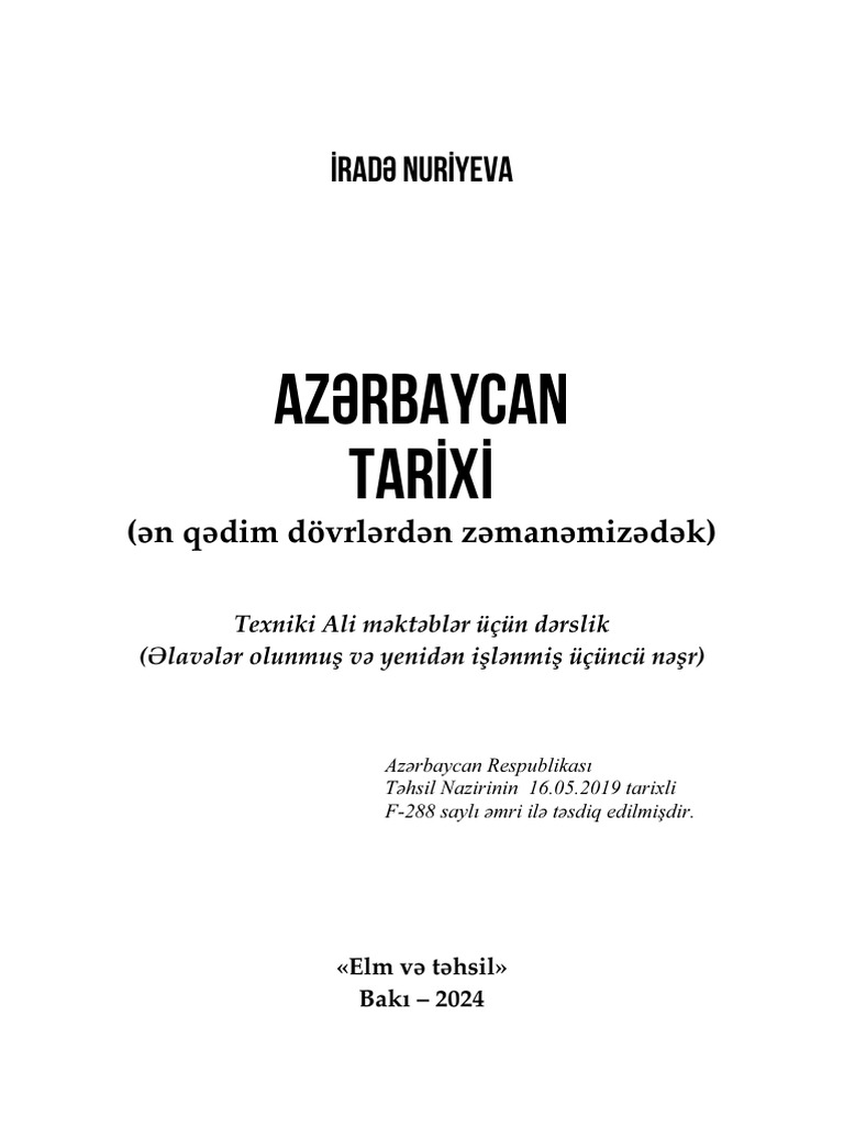 Tarix Irade 2024 Kitab Esas PDF | PDF