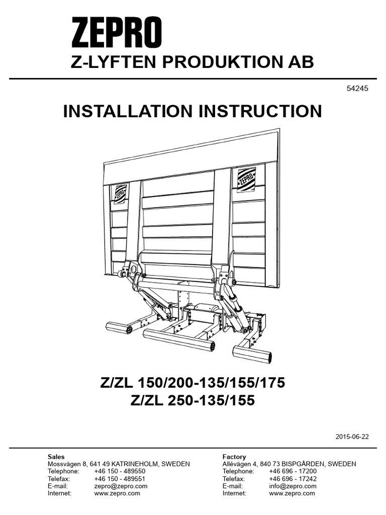 Zepro Tail Lift Installation Guide | PDF | Elevator | Valve