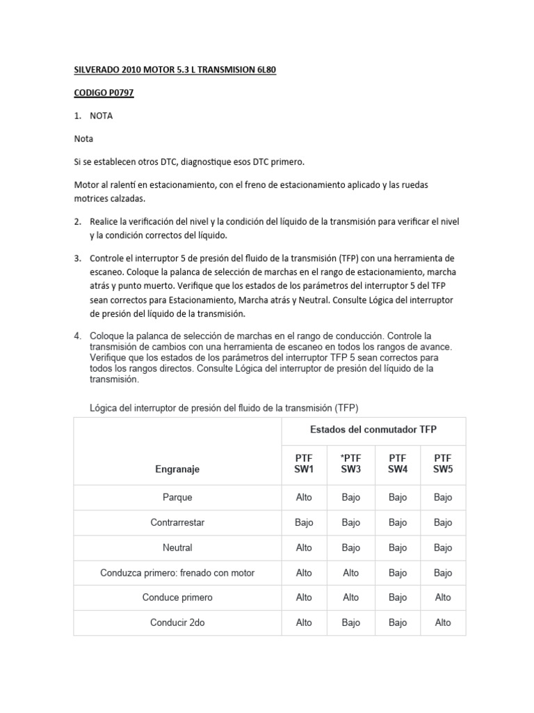 Revision P0797 Silverado 2010 | PDF | Presión | Cambiar