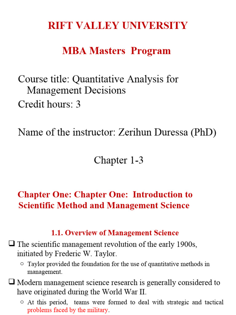 CH 1-Ch 3 (Quantitative Mangement Approach) | Download Free PDF | Mathematical Optimization ...