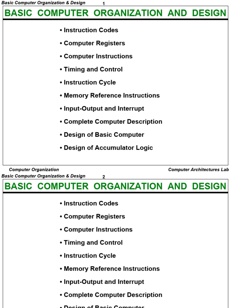 Basic Computer Organization Overview | PDF | Central Processing Unit ...
