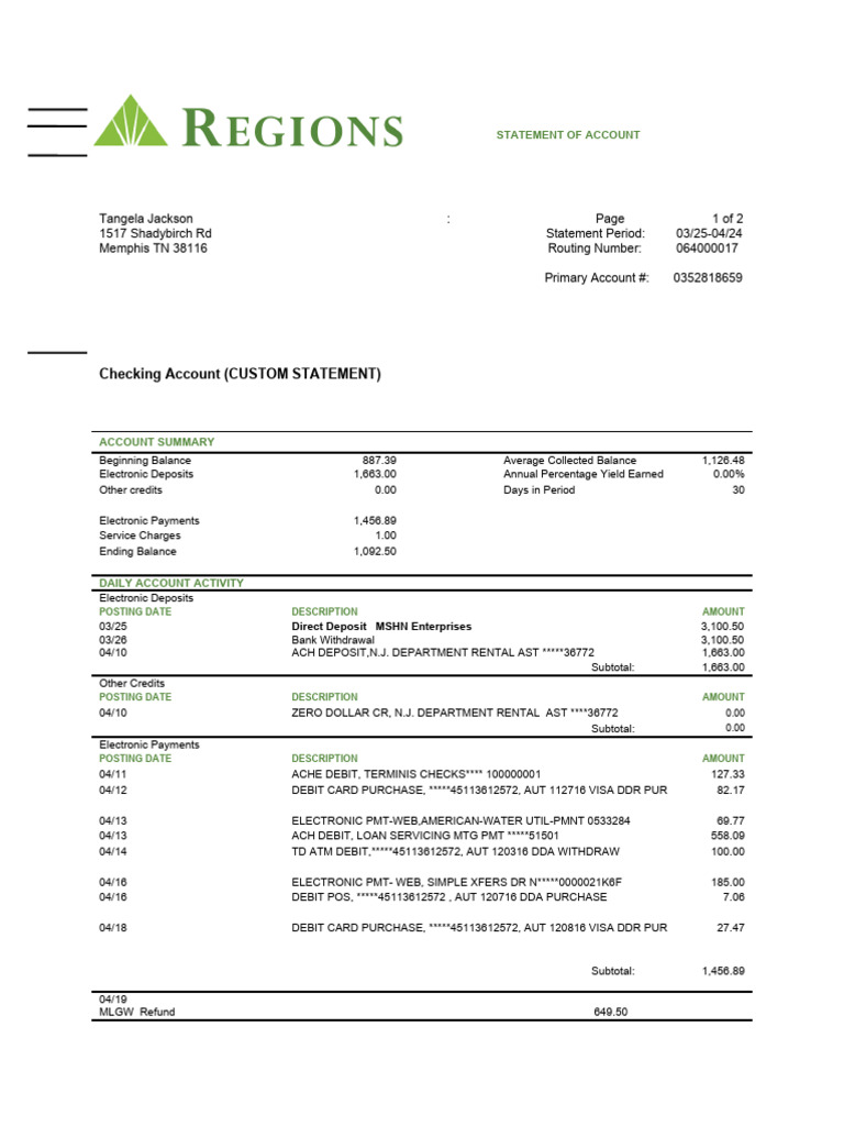 Statement of Account | PDF | Debit Card | Fee