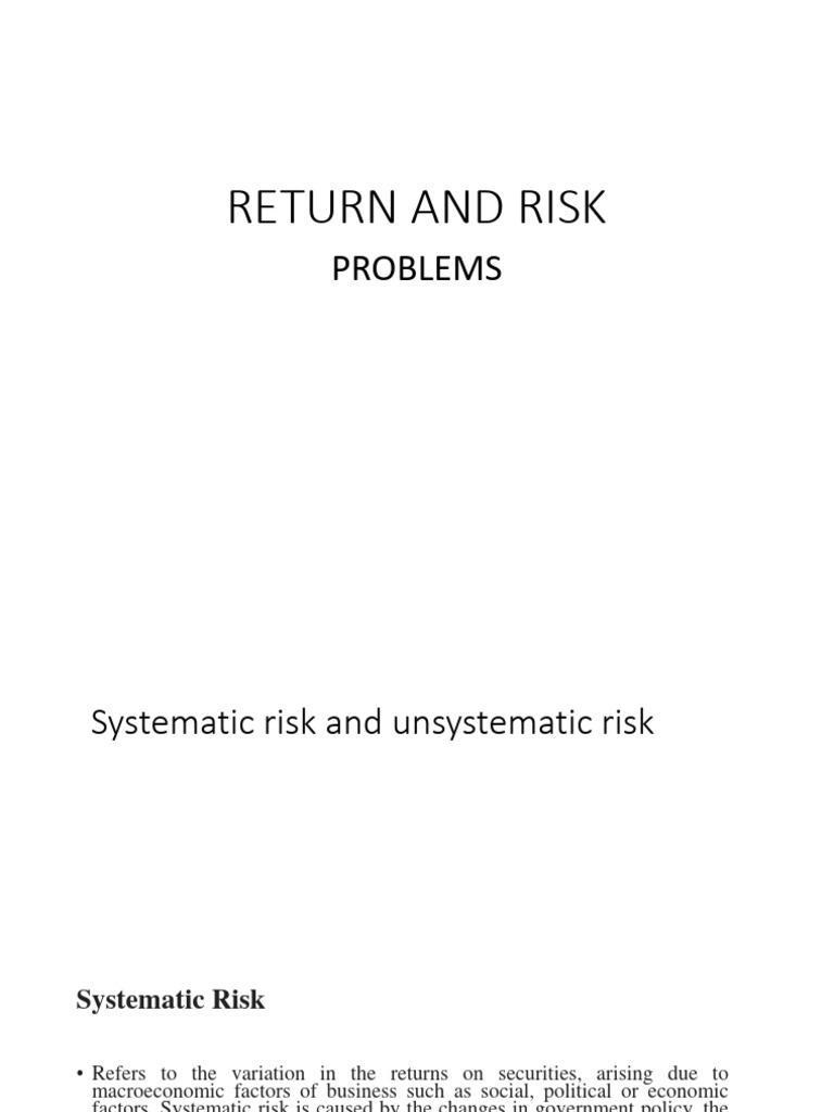 3.4 Return & Risk Problems | Download Free PDF | Risk | Diversification ...