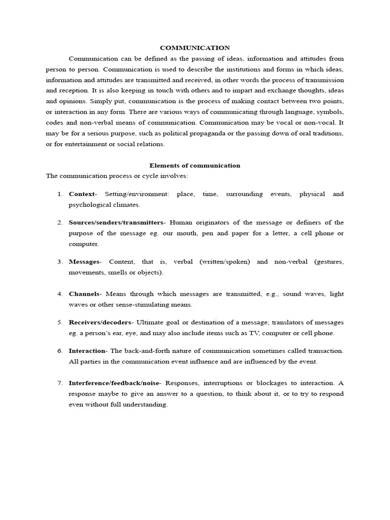 COMMUNICATION Handout | PDF | Communication | Nonverbal Communication