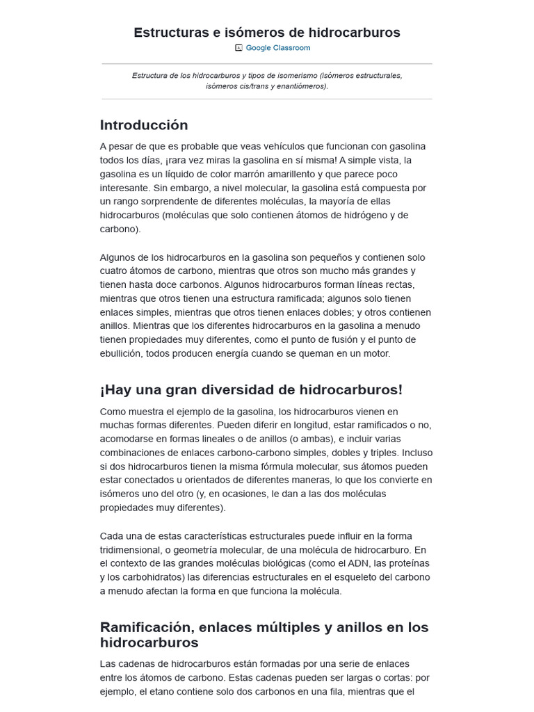 Hidrocarburos: Estructura e Isomería | PDF | Isómero | Hidrocarburos