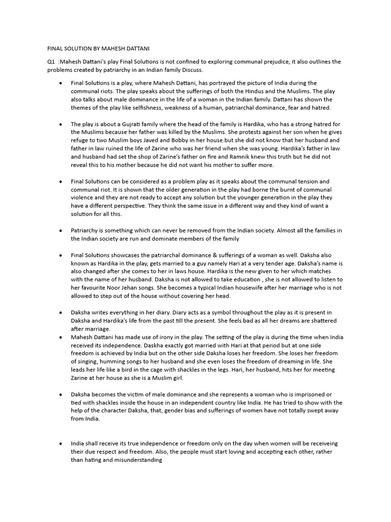 Answer | PDF | Patriarchy | Partition Of India Answer | PDF | Patriarchy | Partition Of India