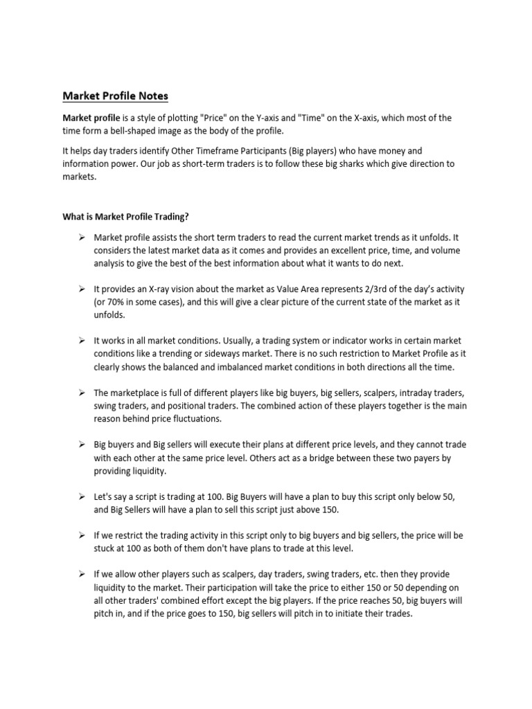 Market Profile Notes | PDF | Day Trading | Market Trend