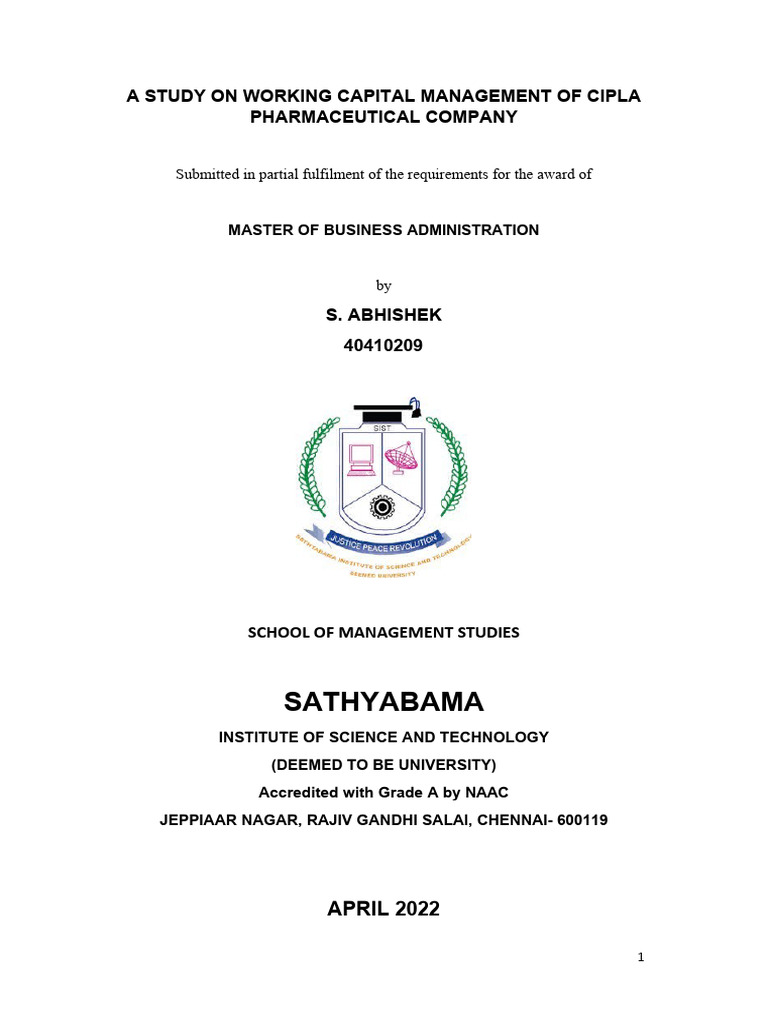 2022 Mba Mba Batchno 209 | PDF | Working Capital | Inventory