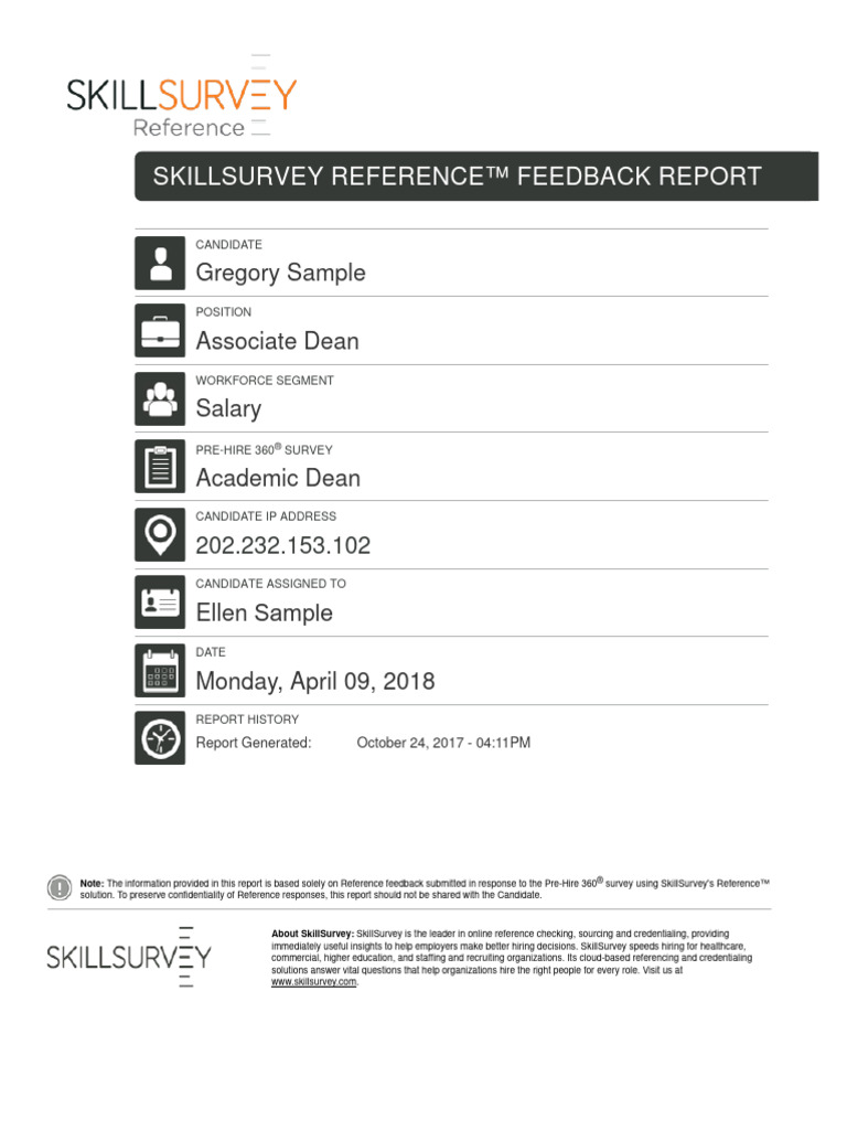 Skillsurvey Reference Sample Feedback Report | Download Free PDF ...