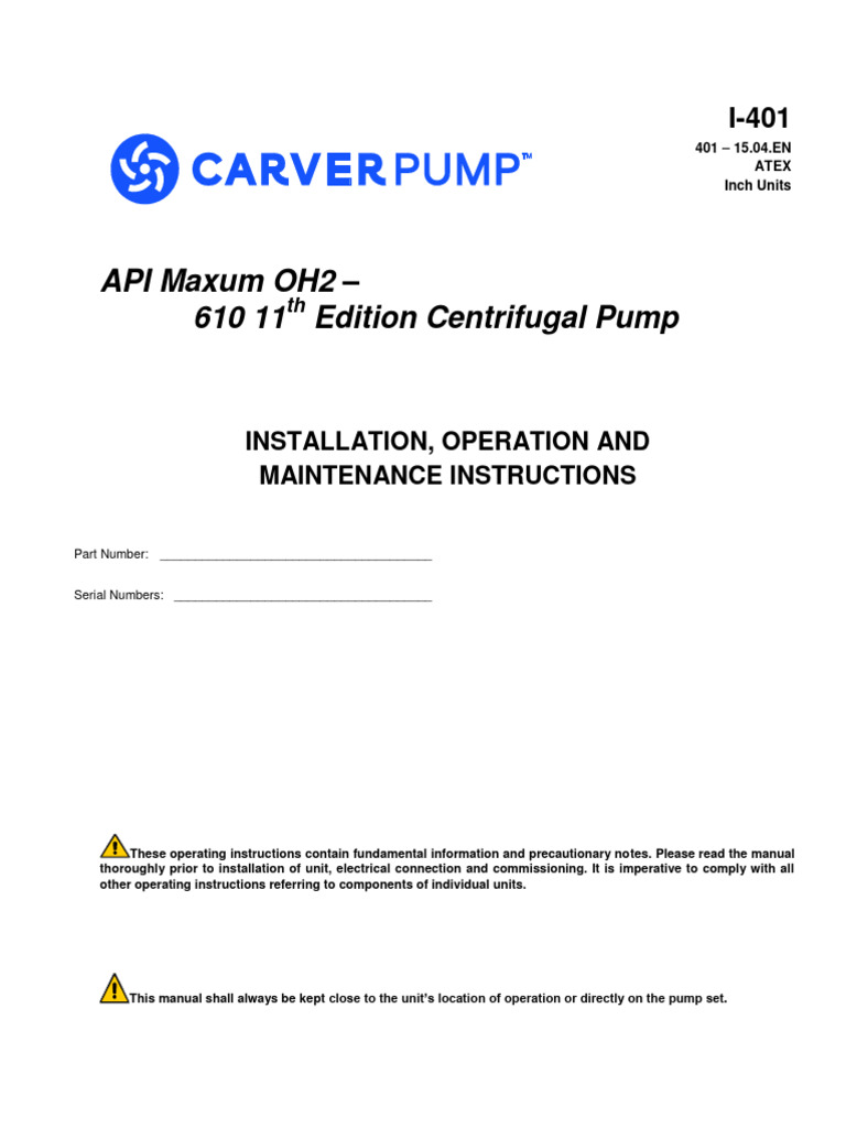 I 401 API Maxum OH2 610 11th Edition July 2018 | PDF | Pump | Bearing (Mechanical)