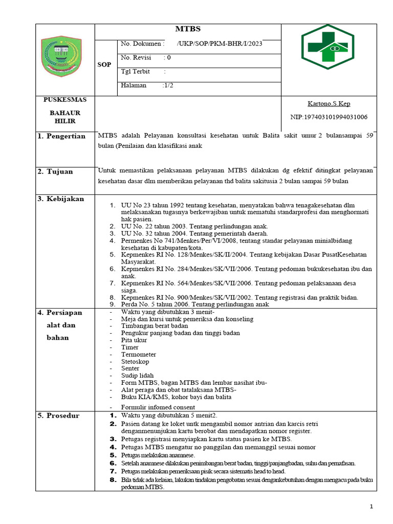 SOP Batuk Bukan Pneumonia | PDF