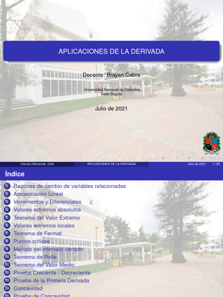 Aplicaciones de La Derivada | PDF | Derivado | Calculo diferencial