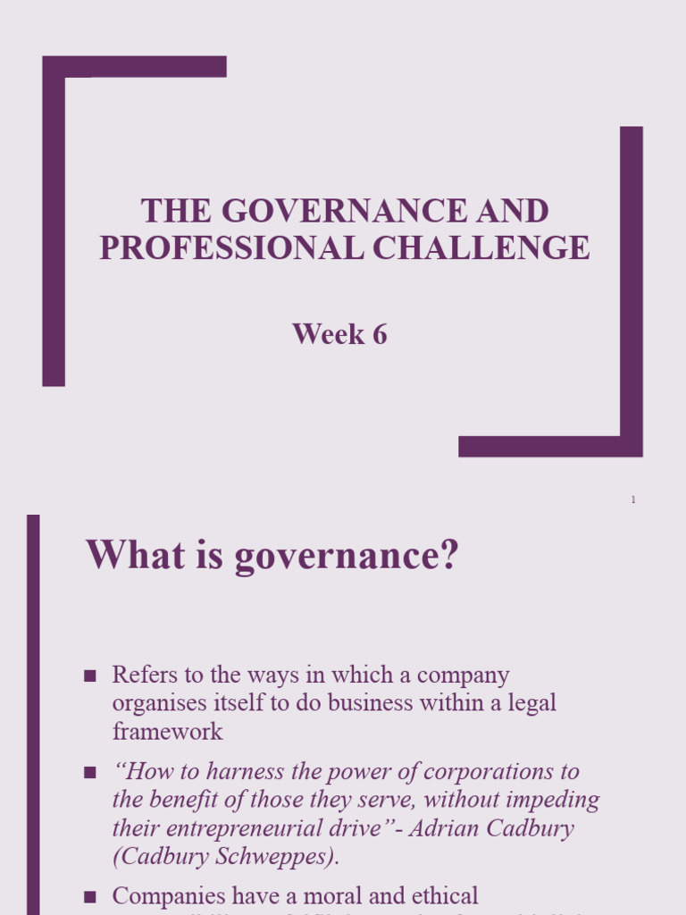 WEEK 6-The Governance and Professional Challenge | PDF | Family | Board ...
