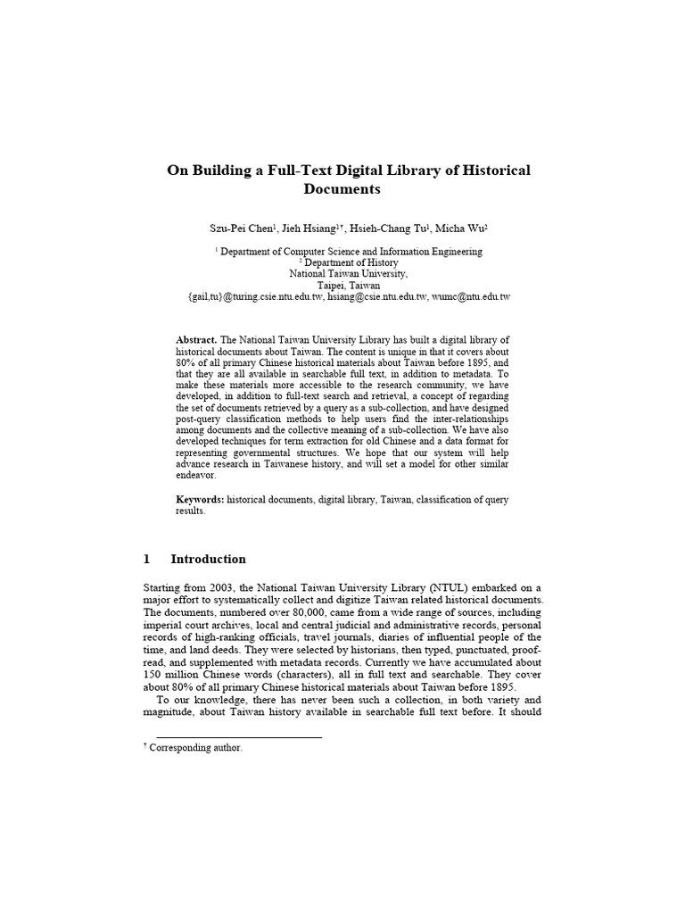 On Building A Full Text Digital Library | PDF | Qing Dynasty ...