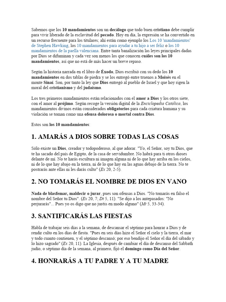 10 Mandamientos | Descargar gratis PDF | Diez Mandamientos | Creencia religiosa y doctrina