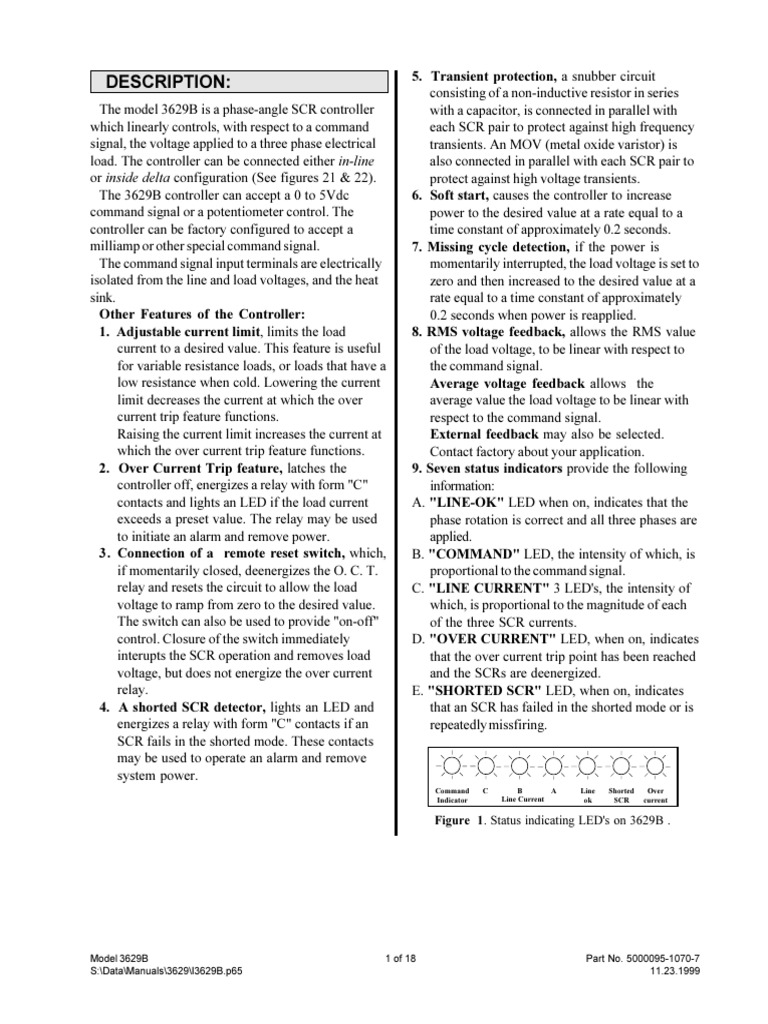 Description:: Model 3629B 1 of 18 Part No. 5000095-1070-7 S:/Data/Manuals/3629/I3629B.p65 11.23. ...