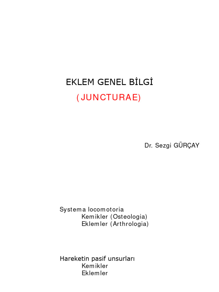 Sezgi Gurcay Eklemler Hakkinda Genel Bilgi Hemsirelik 2021 | PDF