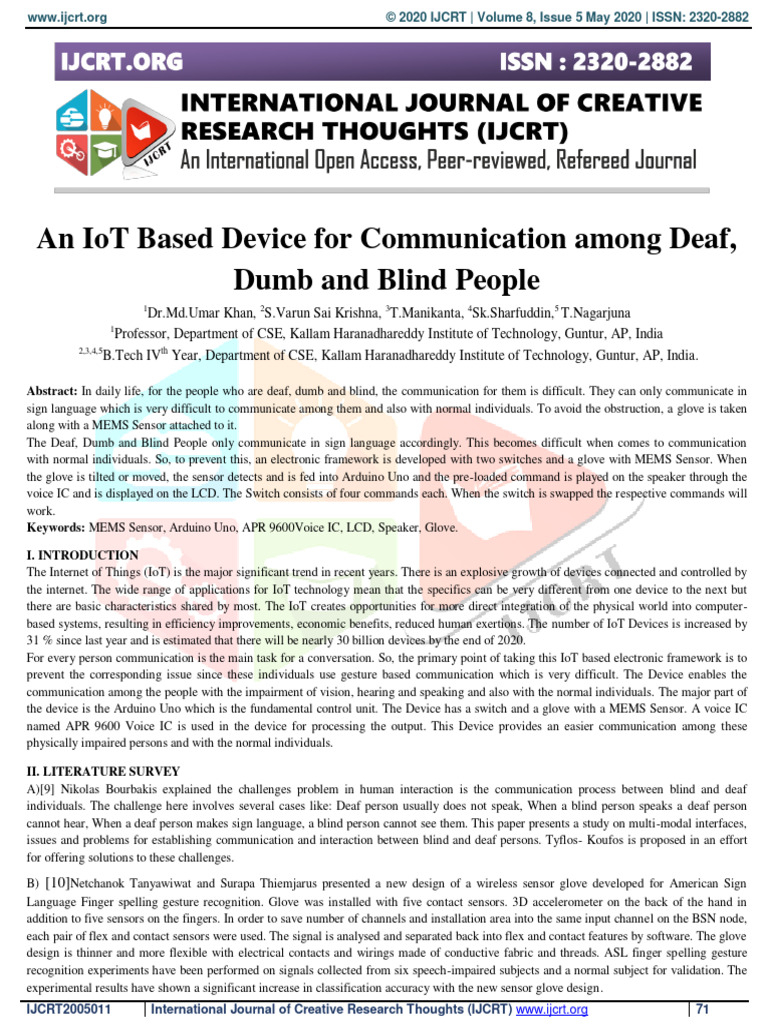 IJCRT2005011 | Download Free PDF | Arduino | Electrical Engineering