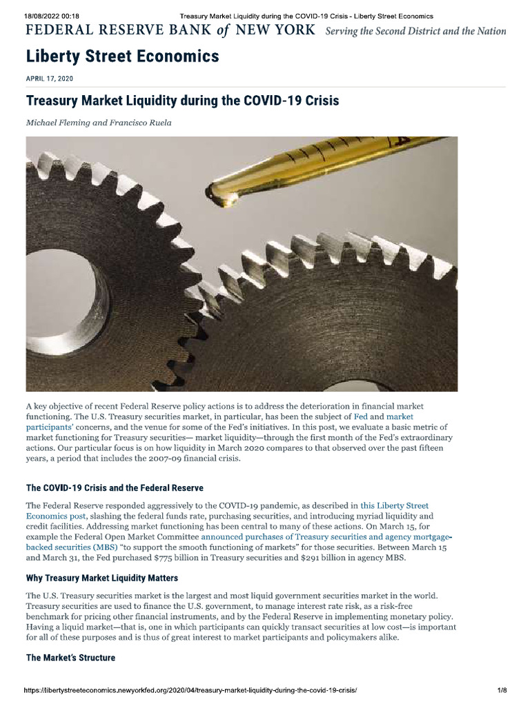 Treasury Market Liquidity During The COVID-19 Crisis | PDF