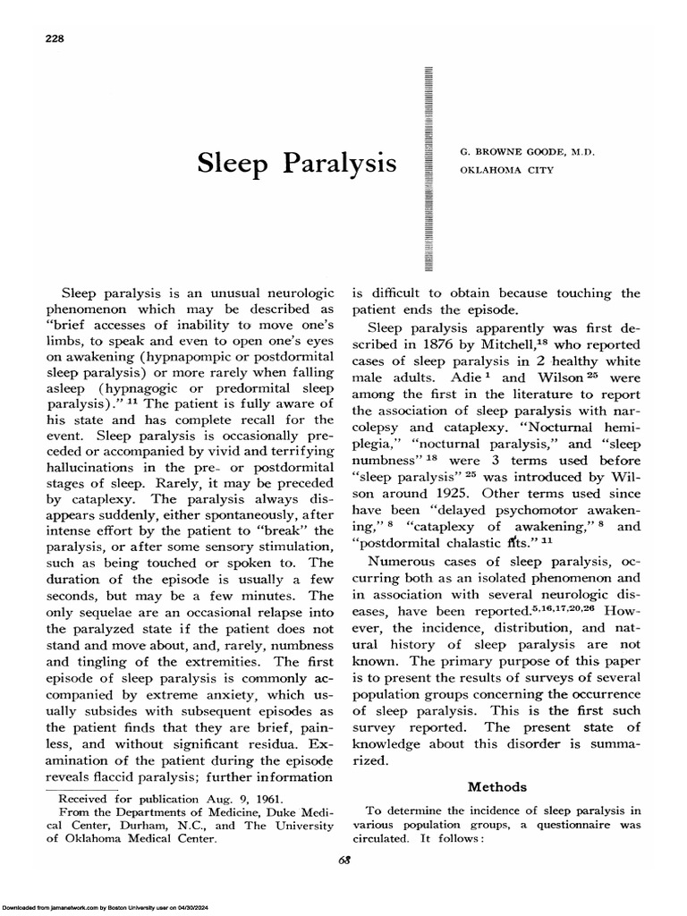 Sleep Paralysis (Archives of Neurology | PDF | Sleep | Neurology