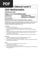 Shadow Paper Edexcel Maths | PDF | Mathematical Objects | Mathematical Analysis