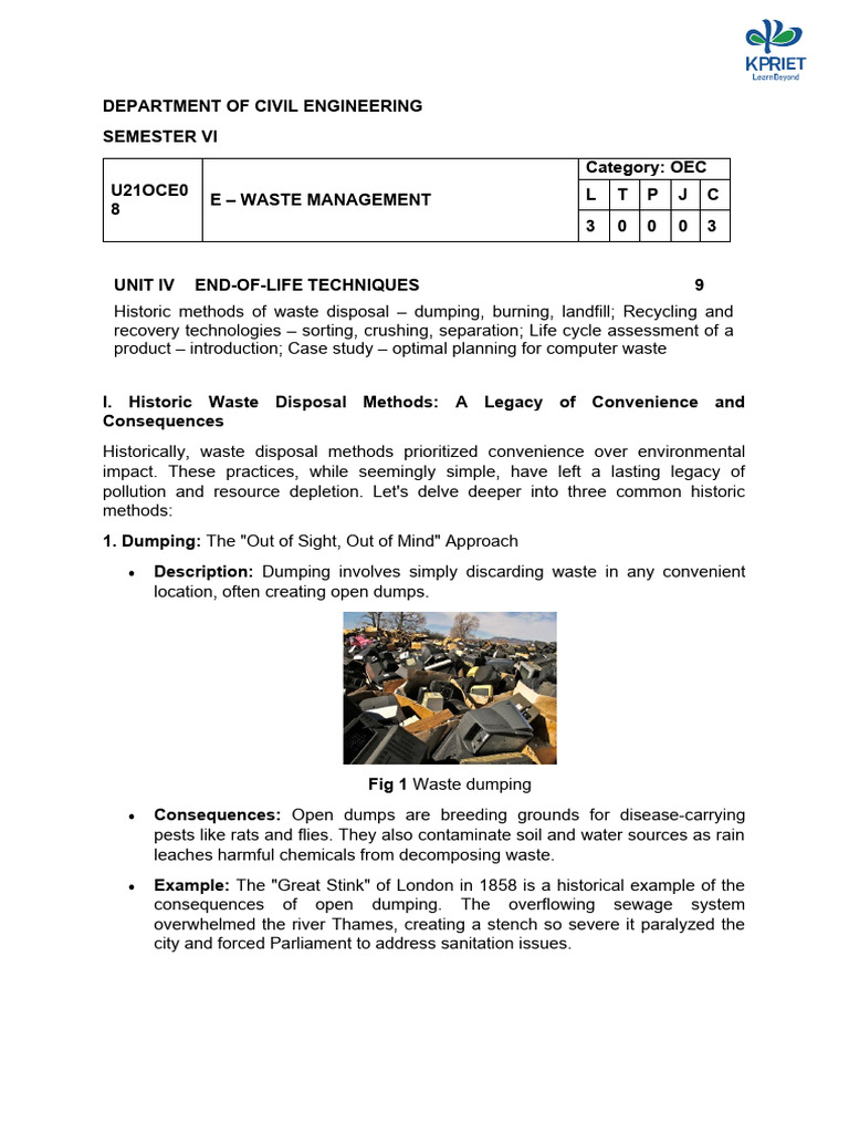 Unit 4 Waste Management Notes | Download Free PDF | Recycling | Waste ...