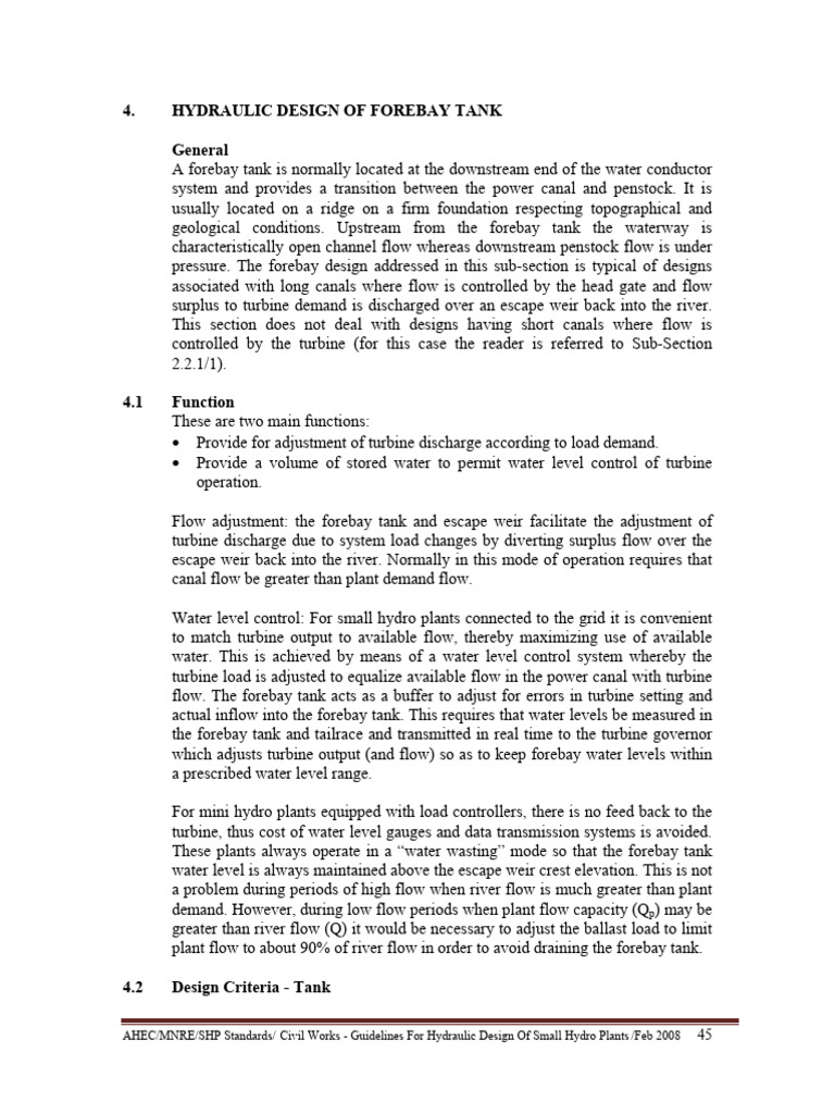 Guidelines For Hydraulic Design of SHP - Chap4 | PDF | Water ...