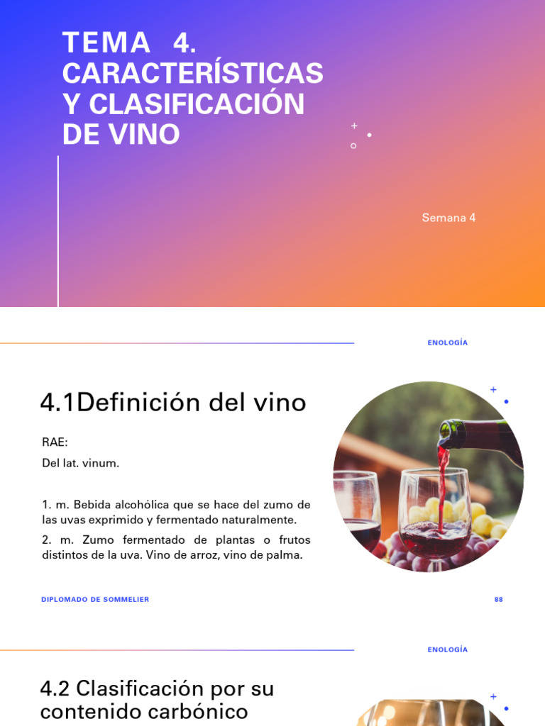 Semana 4 Caracteristicas y Clasificacion Del Vino | PDF | Vino | Uva