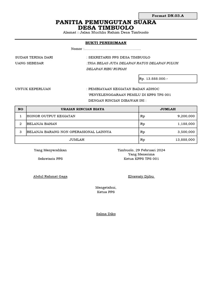 Lampiran LPJ Kpps Pemilu 2024 Tps 2 | PDF