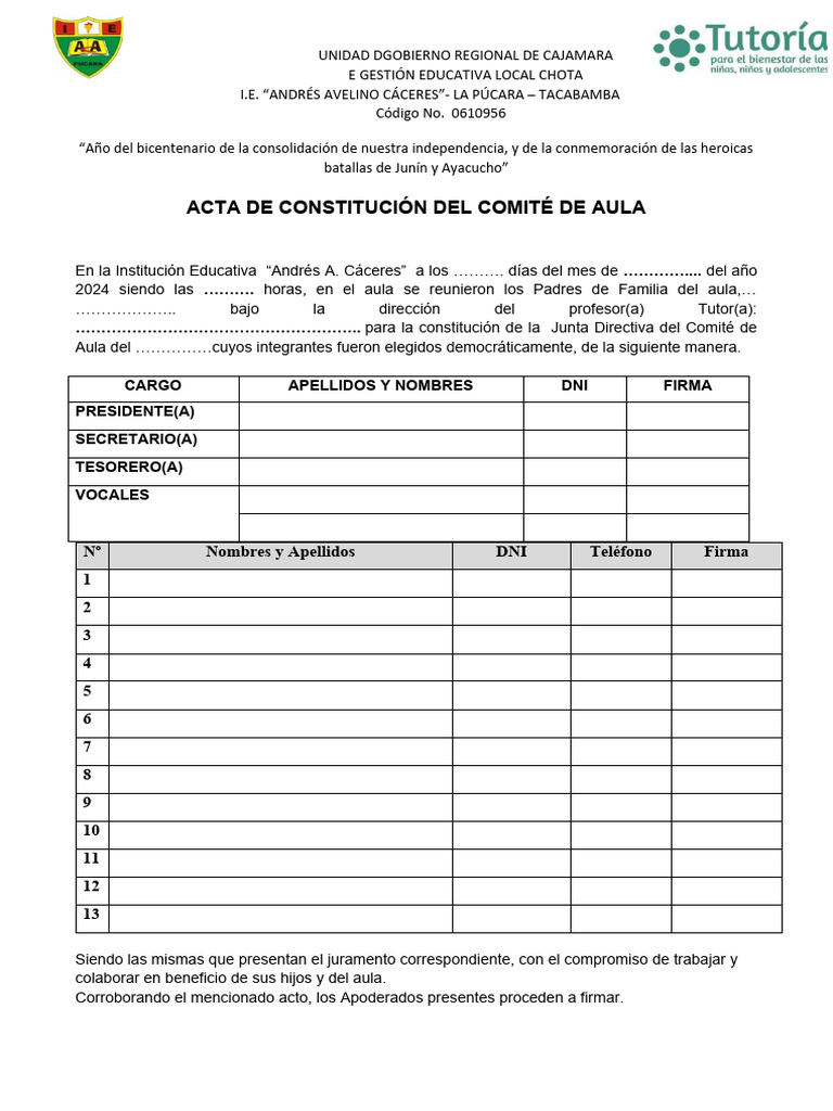Acta Comité de Aula | PDF
