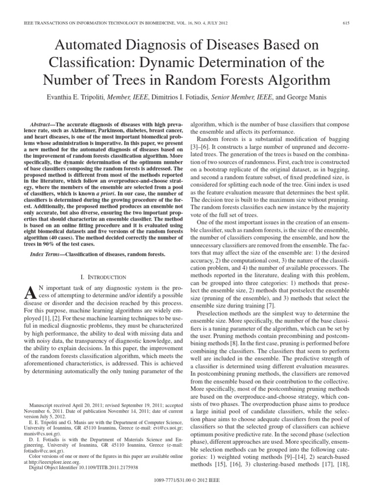 Automated Diagnosis Of Diseases Based Onclassification Dynamic Determination Of Thenumber Of