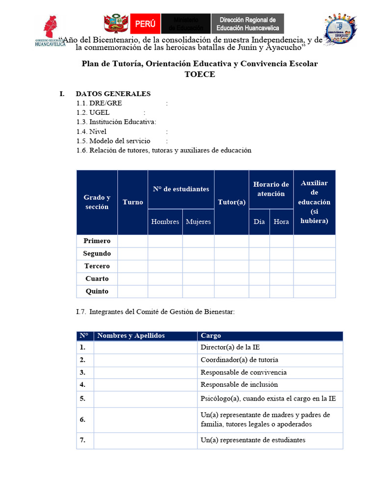 PLAN DE TOE - Modelo | PDF | Enseñando | Violencia