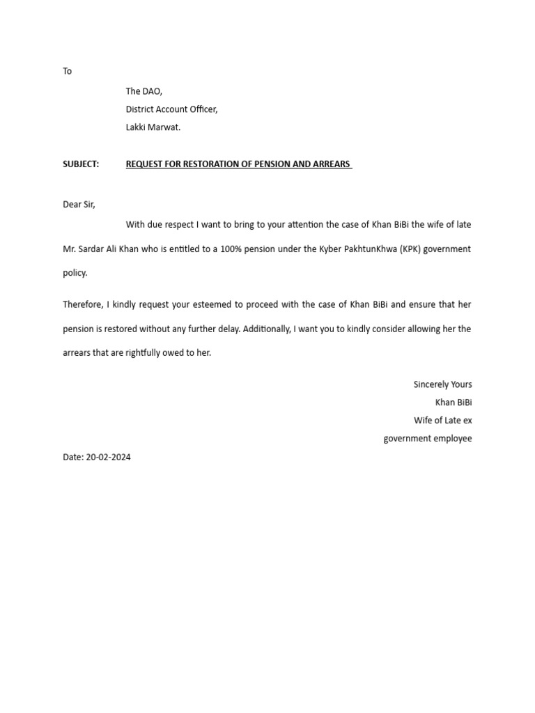 Application - Pension Restoration | PDF