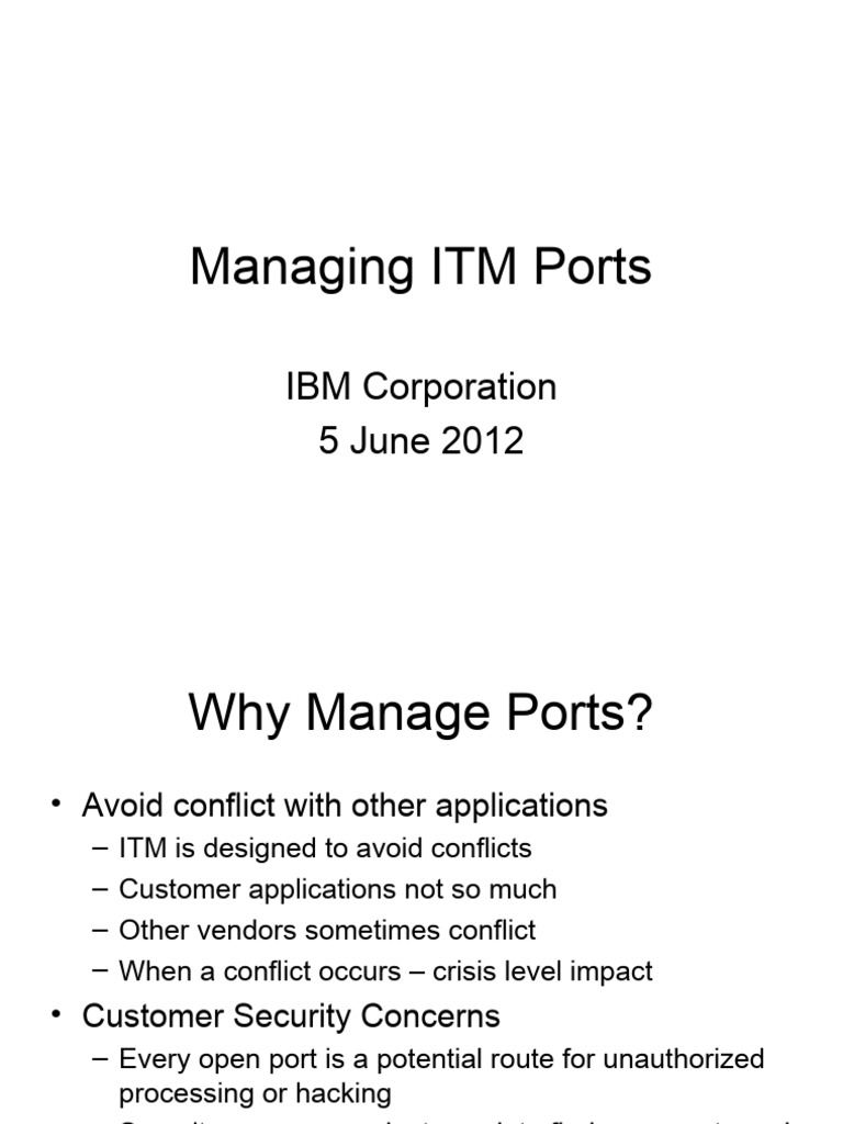 Managing ITM Port Usage-Public | PDF | Port (Computer Networking) | Network Socket