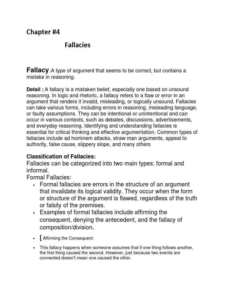 Chapter 4 Logic | PDF | Fallacy | Argument