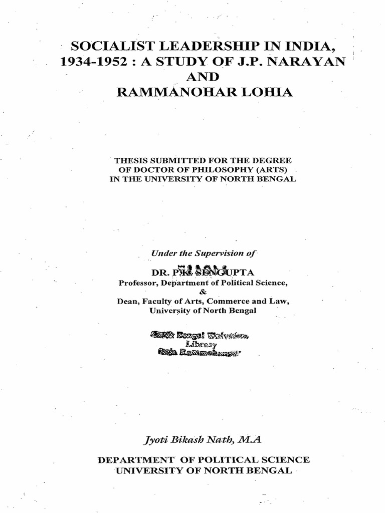 Socialist Leadership in India, 1934-1952: A STUDY OF J.P. NARAYAN AND ...